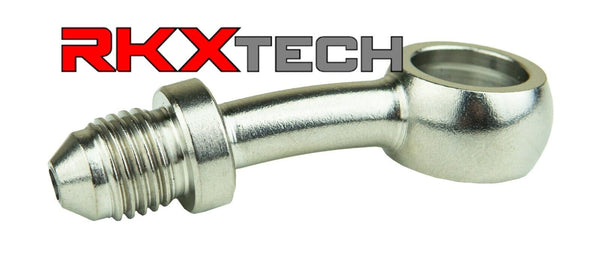 RKX 12MM Stainless Steel Banjo Bolt Eye AN4 15 Degree Bend Turbo Brake ...